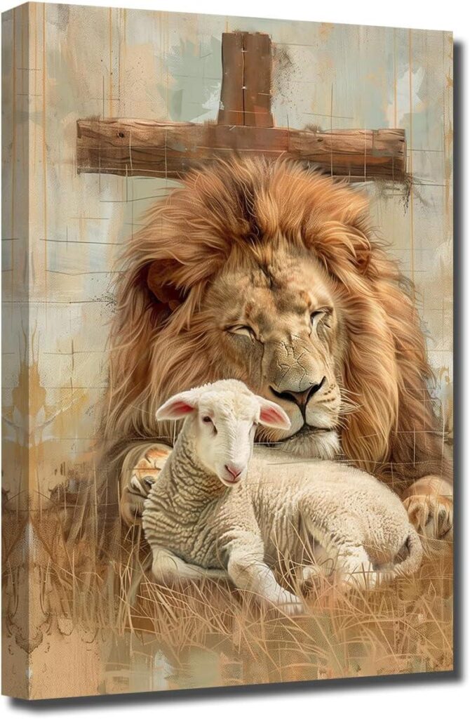 Our Review of SWQYLB Lion and Lamb Christian Wall Art - Bible Lift ...